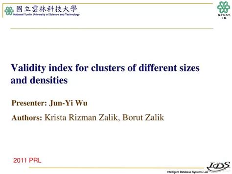 ppt validity index for clusters of different sizes and densities