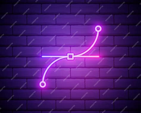 Icône De Courbe De Bézier Au Néon Brillant Isolée Sur Fond De Mur De