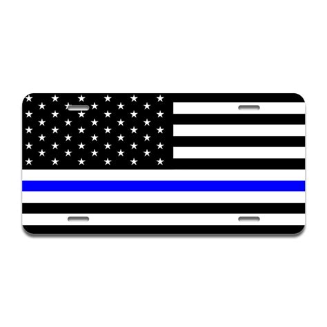 America Thin Blue Line Aluminum License Plate License Plate 12 X 6