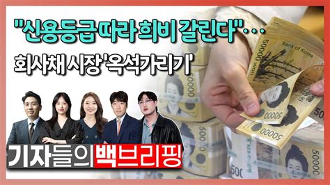 신용등급 따라 희비 갈린다 회사채 시장 옥석가리기기자들의 백브리핑 20230914 Youtube