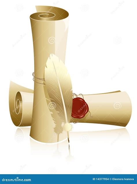 Paper Scroll With Wax Seal And Feather Stock Vector Illustration Of Seal Poetry 14377954