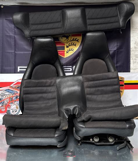 Porsche 944 Black Seat Set Front Seats With Porsche Scripted Fabric