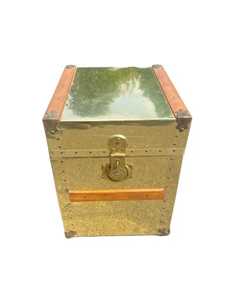 Hollywood Regency Brass Storage Chest Trunk Or Side Table Mod Refuge