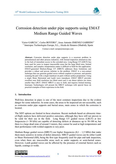 Corrosion Detection Under Pipe Supports Using Emat Medium Range Guided Waves Pdf