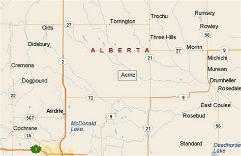 Acme Alberta Area Map And More