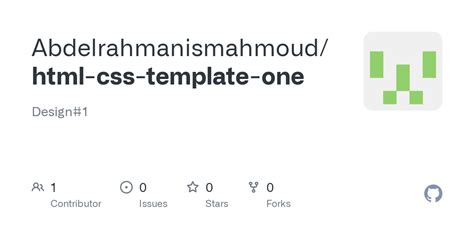 Github Abdelrahmanismahmoud Html Css Template One Design