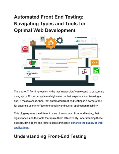 PPT Automated Front End Testing Navigating Types And Tools For