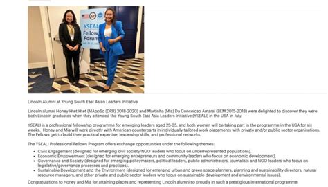 Lincolnalumni Newzealand Ysealipfp2022 Honey Htet Htet