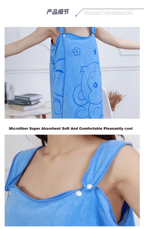 Women Wearable Bath Towel Microfiber Wrapped Chest Absorbent Adult