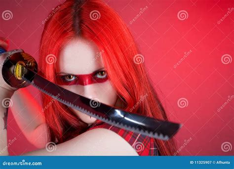 Girl With Cat Eyes Stock Image Image Of Sword Female 11325907