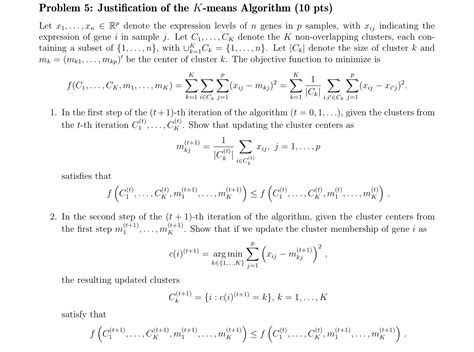 Solved Problem 5 Justification Of The K Means Algorithm 10