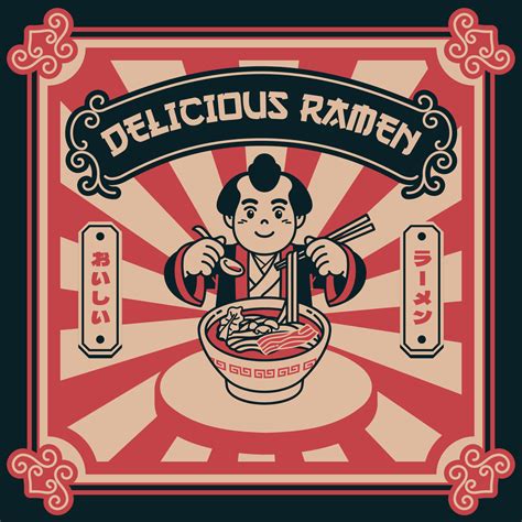 vintage ramen shop background design with japanese scripts mean