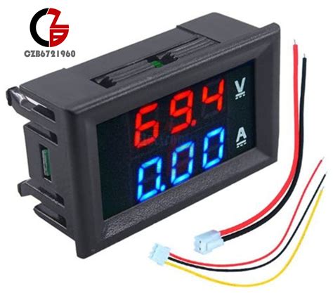 DC 100V 10A Voltmeter Ammeter Blue Red LED Dual Digital Volt