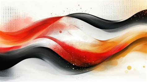 Abstract Waves In Red Black And Orange Create A Dynamic Visual Flow Stock Illustration