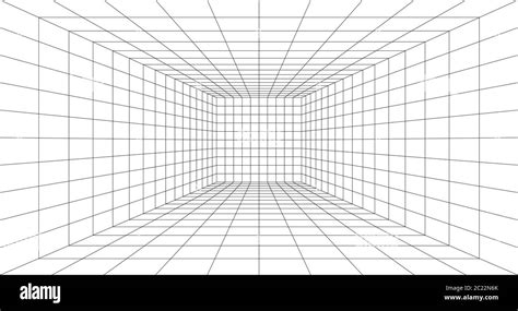 Perspective Grid Background 3d Vector Illustration Model Projection
