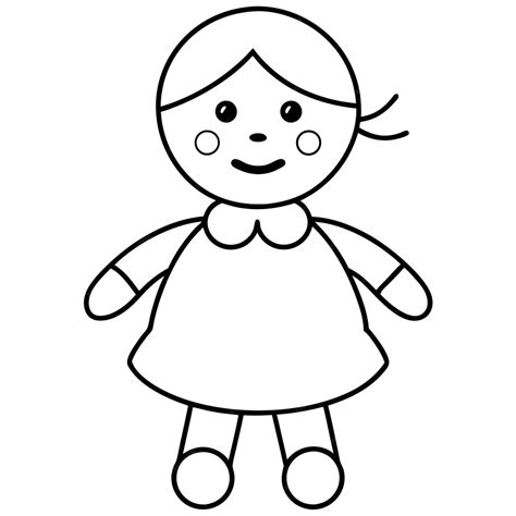 Cute Happy Doll Vector Illustration Line Art Premium Ai Generated Vector