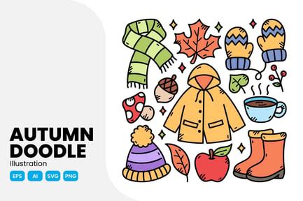 Autumn Doodle Illustration Objects Ft Autumn And Doodle Envato