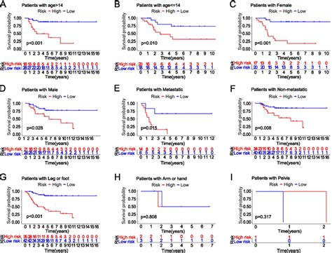 A The Km Survival Curves Of Age 14 B The Km Survival Curves Of Age