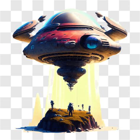 Download Mysterious Spaceship Encounter On An Alien Island Png Online