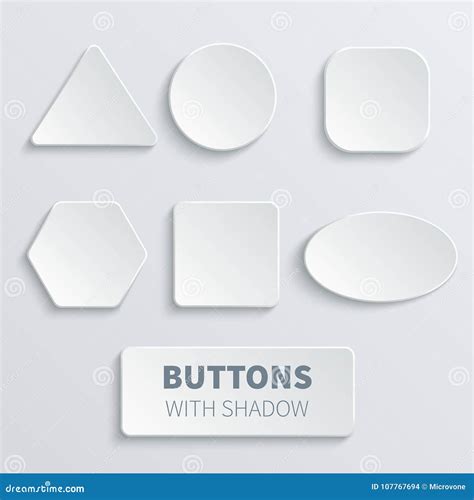 White 3d Blank Square And Rounded Button Vector Set Stock Vector Illustration Of Mark