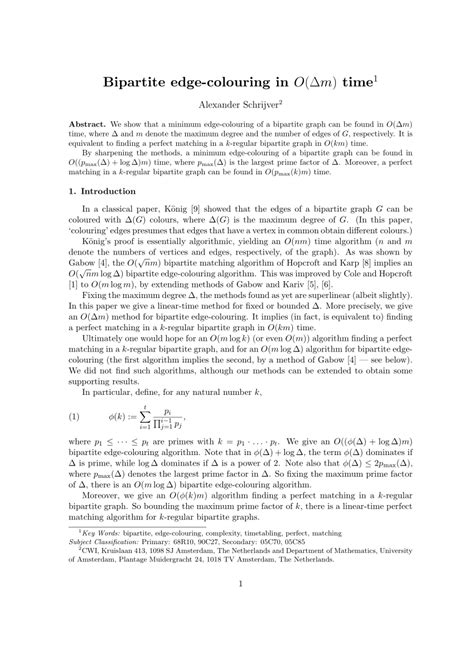 PDF Bipartite Edge Colouring In O M Time1