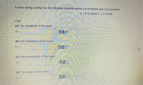 Solved A Wave Along A String Has The Following Equation Chegg Com