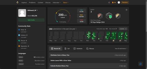 Nitheesh M On Linkedin Leetcode Coding Continuouslearning Problemsolving Achievementunlocked