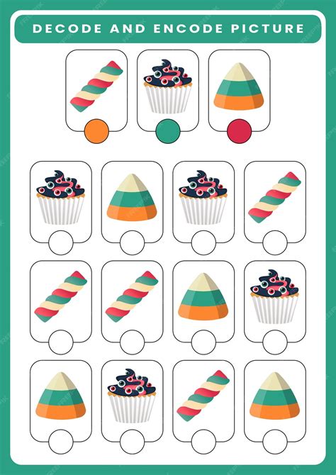 Hoja De Trabajo De Decodificar Y Codificar Para Niños Vector Premium