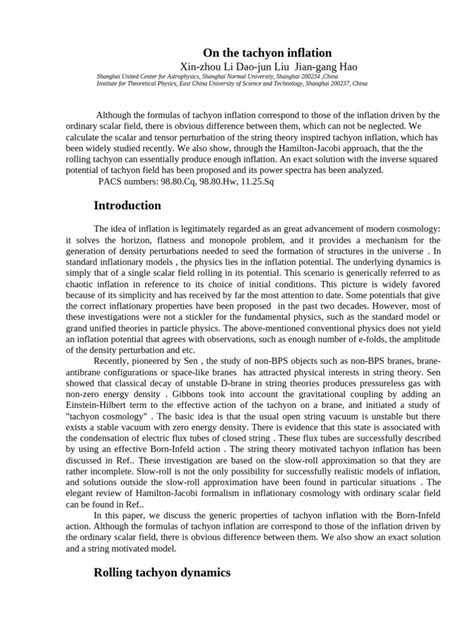 on the tachyon inflation pdf inflation cosmology string theory