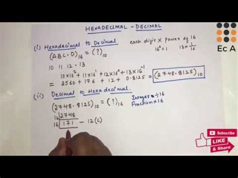 49 HEXADECIMAL DECIMAL Conversion EC Academy YouTube