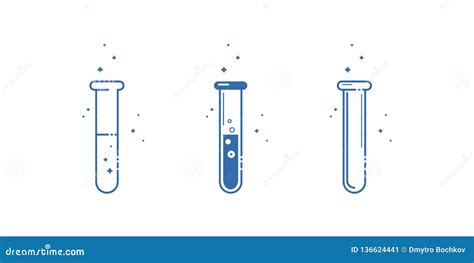 A Test Tube Icons Set Equipment For Chemical Laboratory Line Design