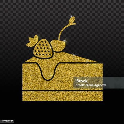 배경에 고립 된 컵 케이크 반짝이 아이콘입니다 초대장 인사말 카드 생일의 디자인용 골든 글리터 컵케이크 검은색에 대한 스톡 벡터