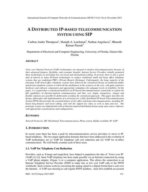 A Distributed Ip Based Telecommunication System Using Sip Pdf