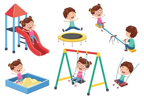 Ilustração em vetor de crianças no parque Vetor Premium