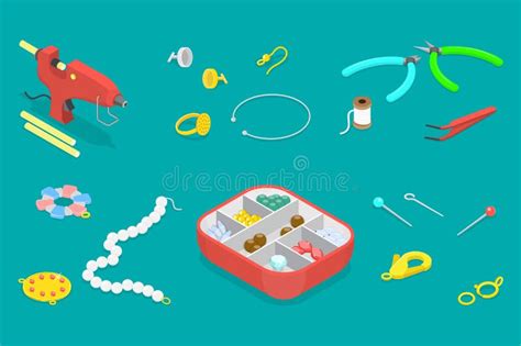 3d Isometric Flat Vector Illustration Of Jewelry Making Tools Stock