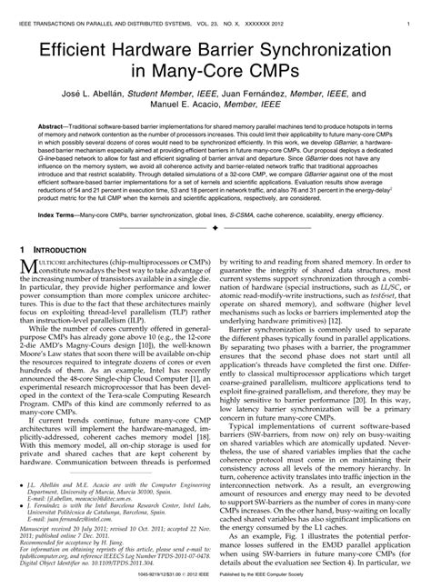 pdf efficient hardware barrier synchronization in many core cmps