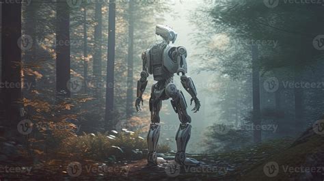 Modern Robot In The Woods Digital Art Illustration 23435657 Stock