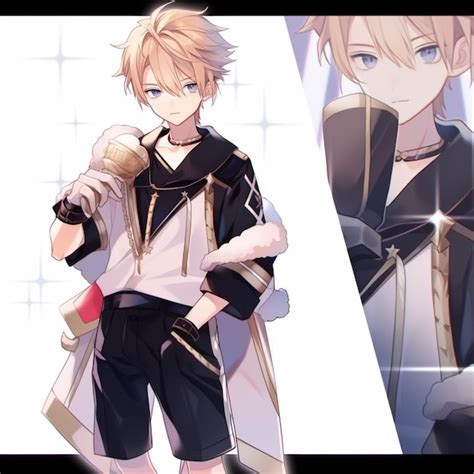 Anime Characters With Blonde Hair And Blue Eyes Are Standing Next To