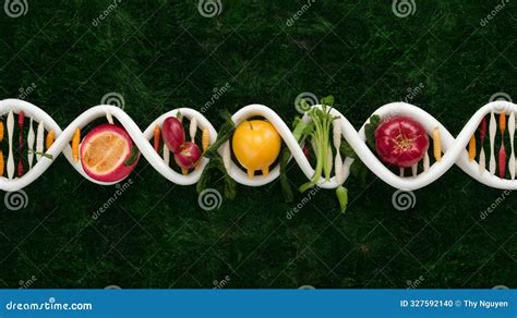 Gmo Food And Genetically Modified Crops Engineered Agriculture With Fruits And Vegetables As