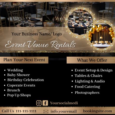 Event Rental Space Flyer Party Rental Flyer Event Rental
