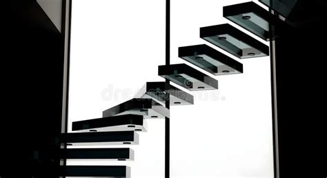 Abstract Minimalist Glass Staircase Ascending Elegantly Against A High