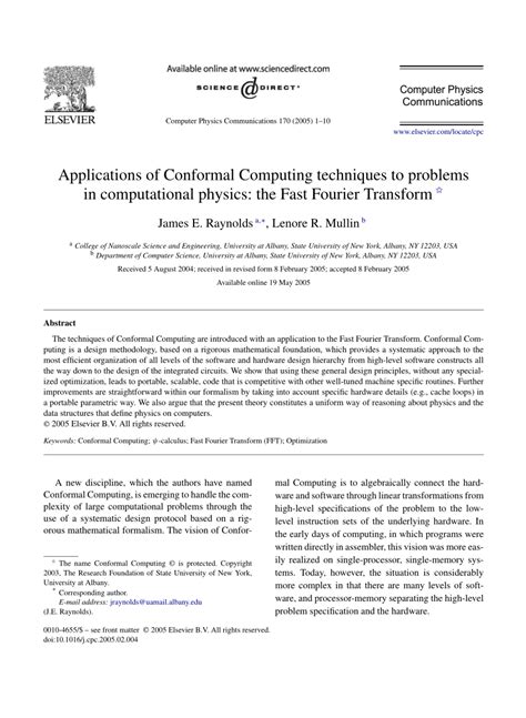 pdf applications of conformal computing techniques to problems in