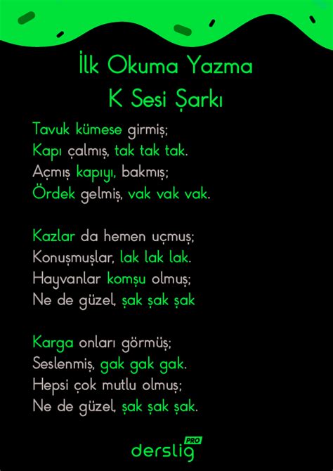 S N F Lk Okuma Yazma K Sesi Ark Metni Al Ma Ka D Derslig