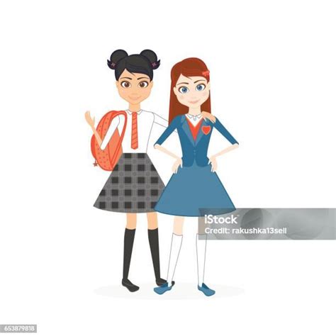 Caractère De Lécolière Dessin Animé Vector Illustration Plate Élève Un