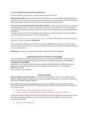 Lesson 1 Implementing IPv4 And IPv6 Addressing Notes Pdf Lesson 1