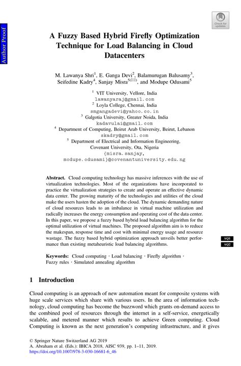 Pdf A Fuzzy Based Hybrid Firefly Optimization Technique For Load