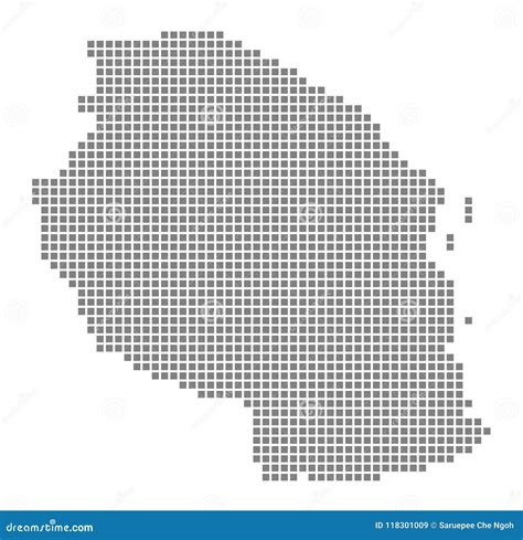 Pixel Map Of Tanzania Vector Dotted Map Of Tanzania Isolated On White