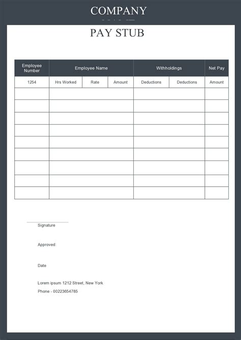 Blank Pay Stub Template Word Company Profile Template
