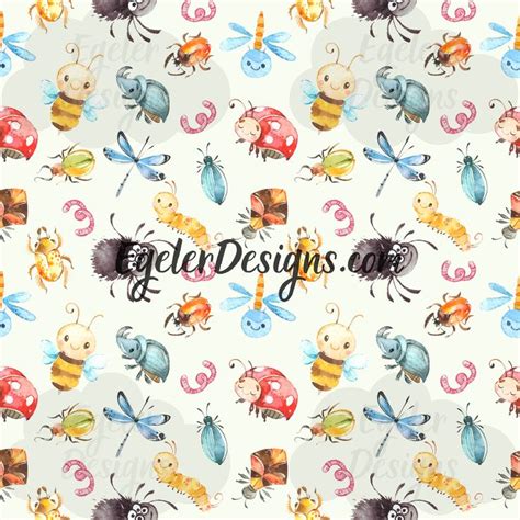 Seamless Pattern Bug Pattern Watercolor Pattern Seamless Pattern