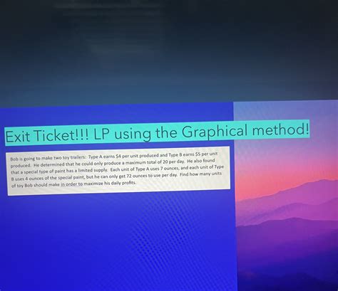 solved exit ticket lp using the graphical method